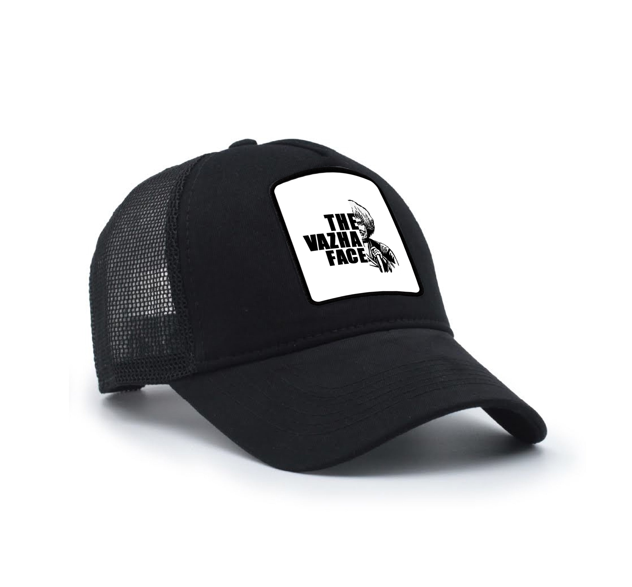 Classic Trucker Black Cap "The Vazha Face" – Capart